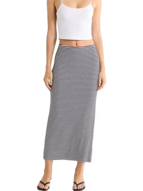 FAVORITE DAUGHTER Striped Knit Pencil Skirt - Navy/white Stripe
