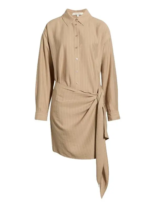 FAVORITE DAUGHTER The Sweet Talker Pinstripe Shirt Dress - Desert Khaki Pinst