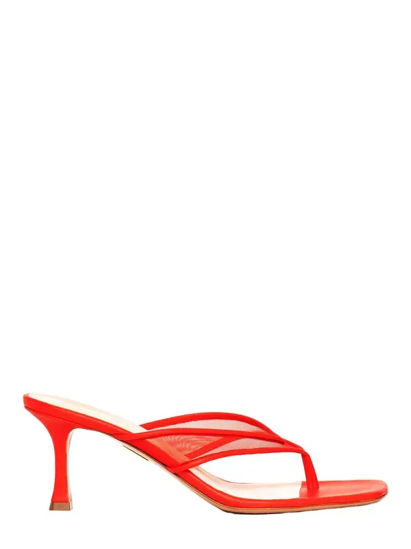 BRITT NETTA Seline Mesh Kitten Heel Sandals - Red