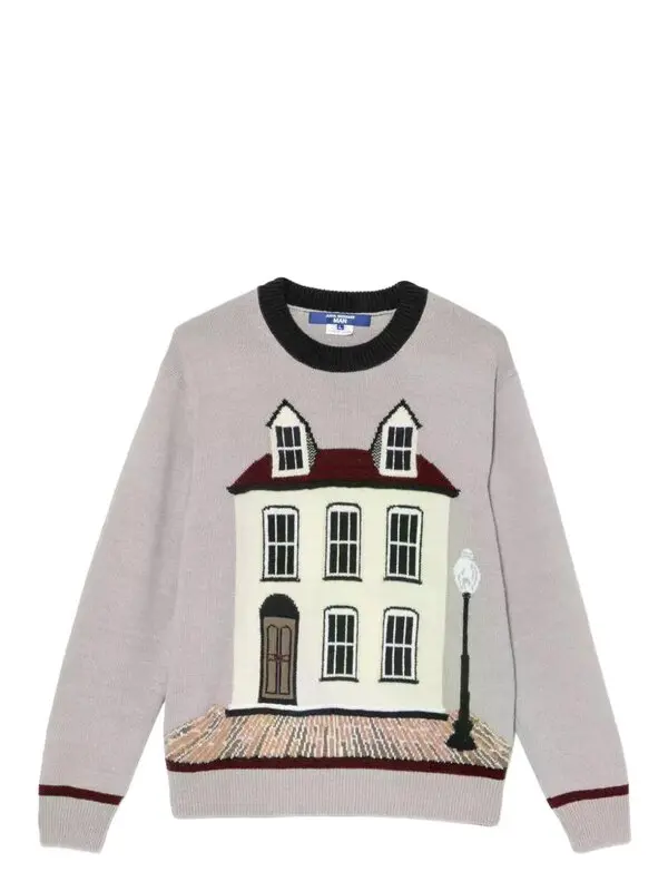 Junya Watanabe House-intarsia Sweater - Grey