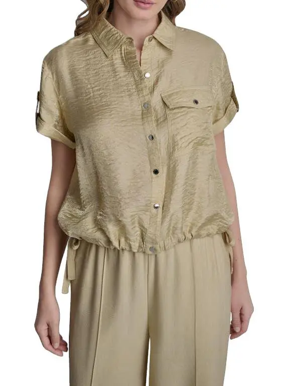 Dkny Twinkle Crinkle Roll Tab Cuff Button-up Shirt - Mojave Desert
