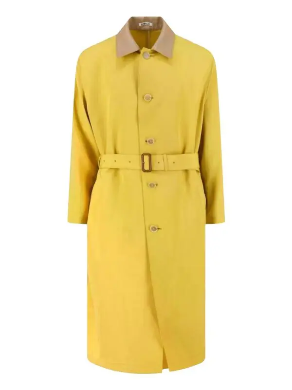 Auralee Belted Trench Coat - Yellow
