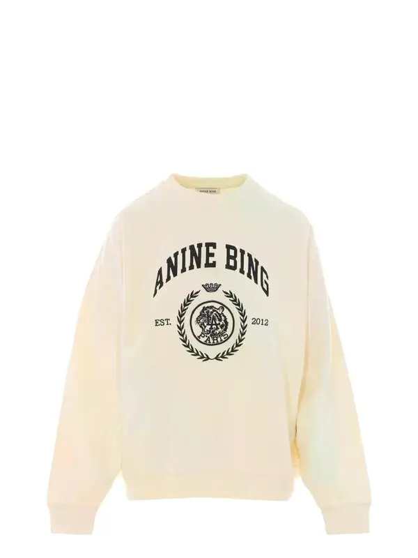 ANINE BING Miles Collegiate Embroidered Sweatshirt - Neutrals