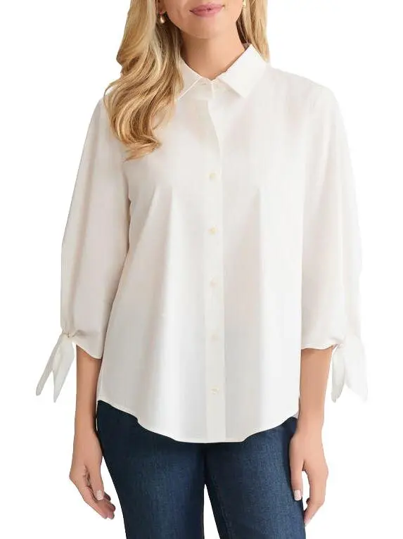 Jones New York Tie Sleeve Button-down Shirt - Nyc White