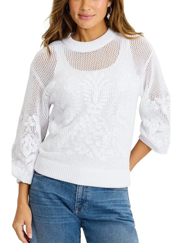 Tommy Bahama Lattice Cotton Sweater - White