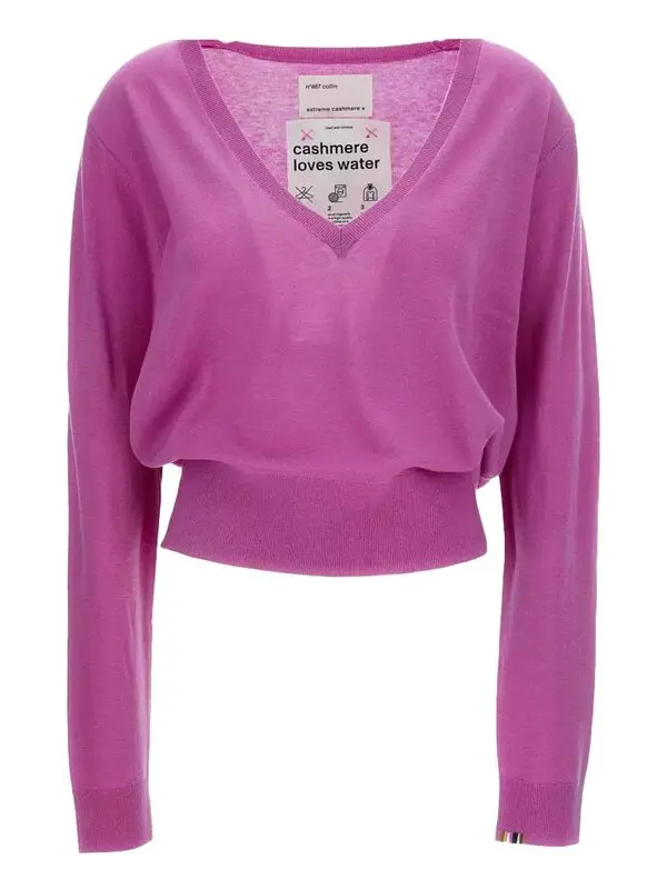 EXTREME CASHMERE X Collin V-neck Cropped Sweater - Purple