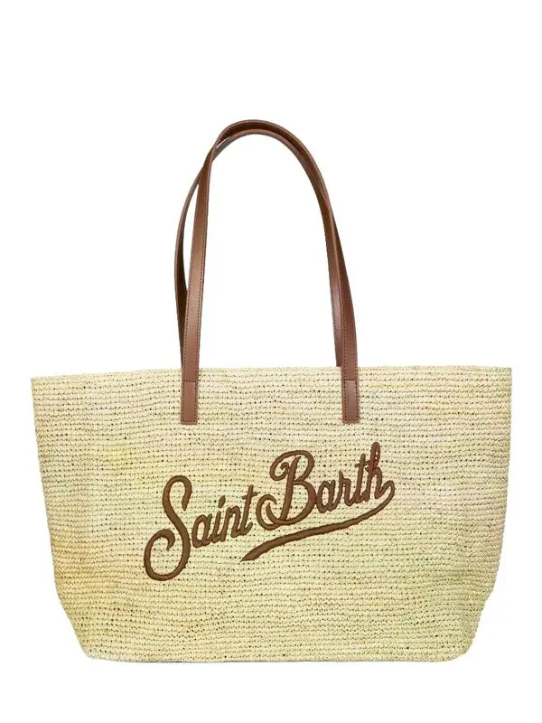 MC2 SAINT BARTH Logo-embroidered Raffia Tote Bag - Neutrals