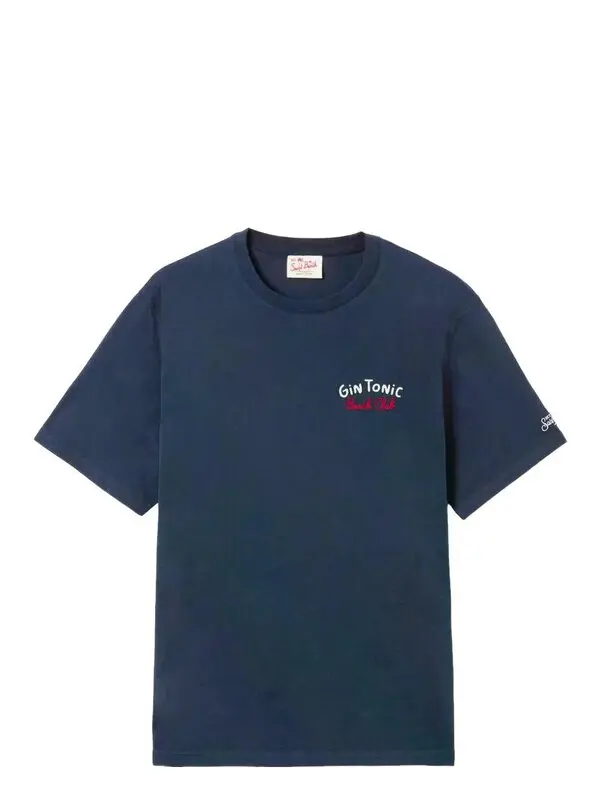 MC2 SAINT BARTH Portland T-shirt With Gin Tonic Beach Club Front/back Embroidery - Blue