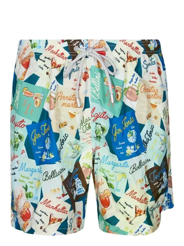 MC2 SAINT BARTH Cocktail-print Swim Shorts - Neutrals