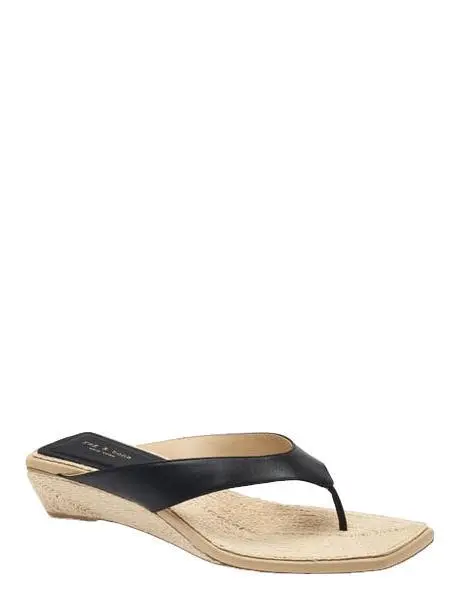 Rag & Bone Jo Espadrille Wedge Flip Flop - Black Beige