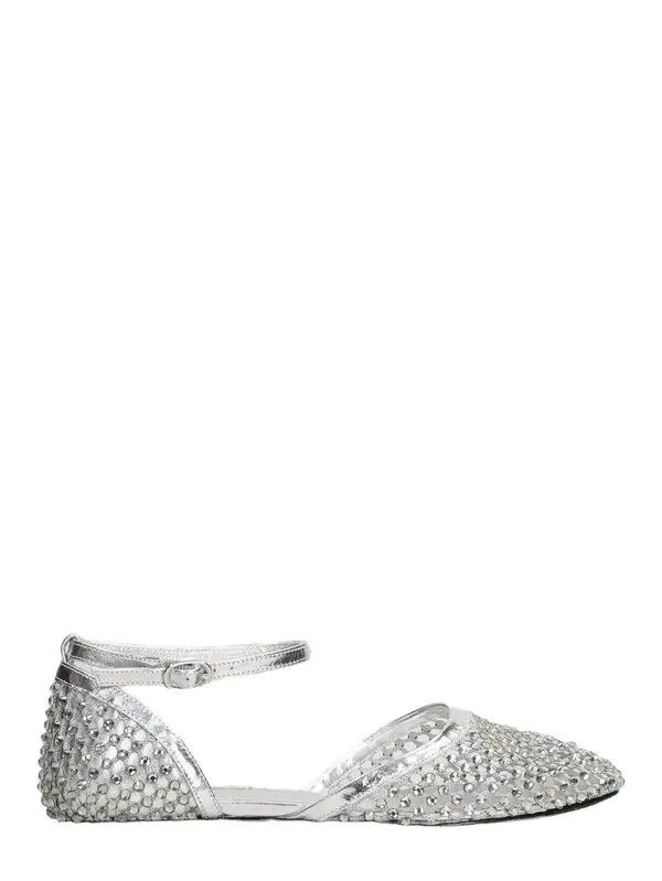 STRATEGIA SHOES Crystal-embellished Leather Ballet Flats - Silver