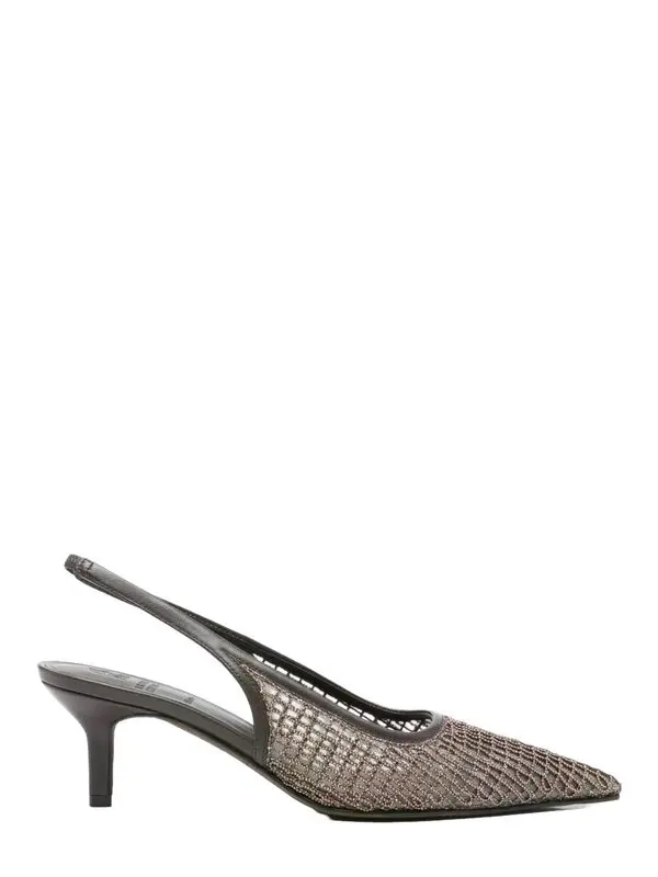 Brunello Cucinelli Monili-embellished Slingback Pumps - Brown