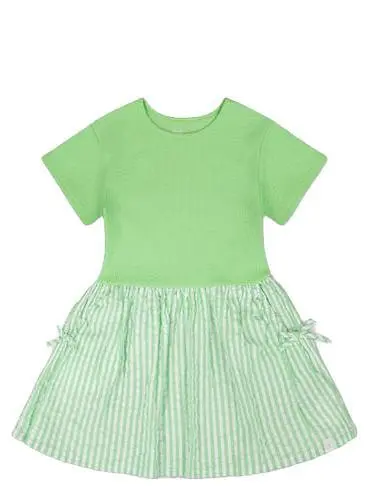 DEUX PAR DEUX Soft Jersey Bi-material Dress - Mint Green