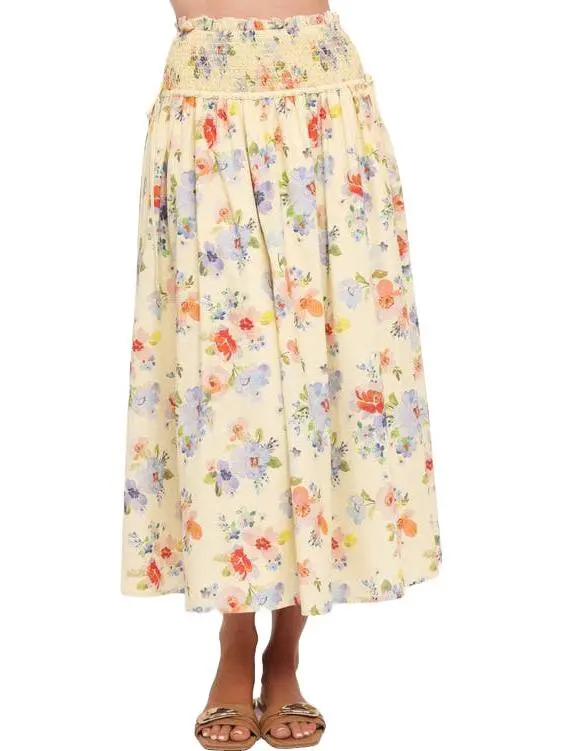 PETAL & PUP Floral Print A-line Maxi Skirt - Lemon Floral