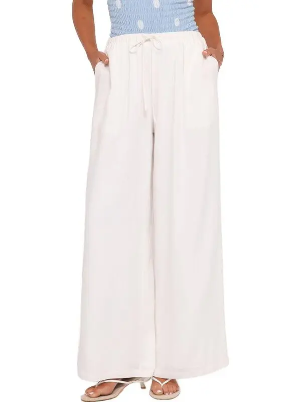 PETAL & PUP High-rise Wide Leg Drawstring Pants - White
