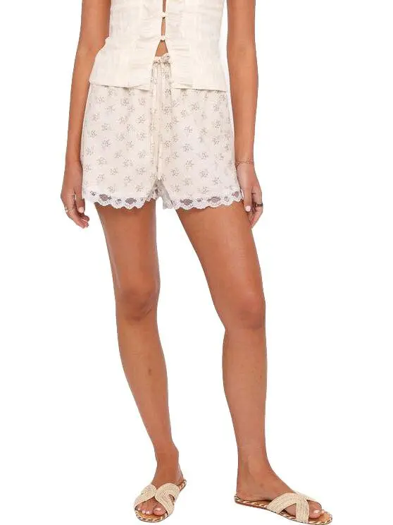 PETAL & PUP Floral Lace Trim Shorts - White Floral