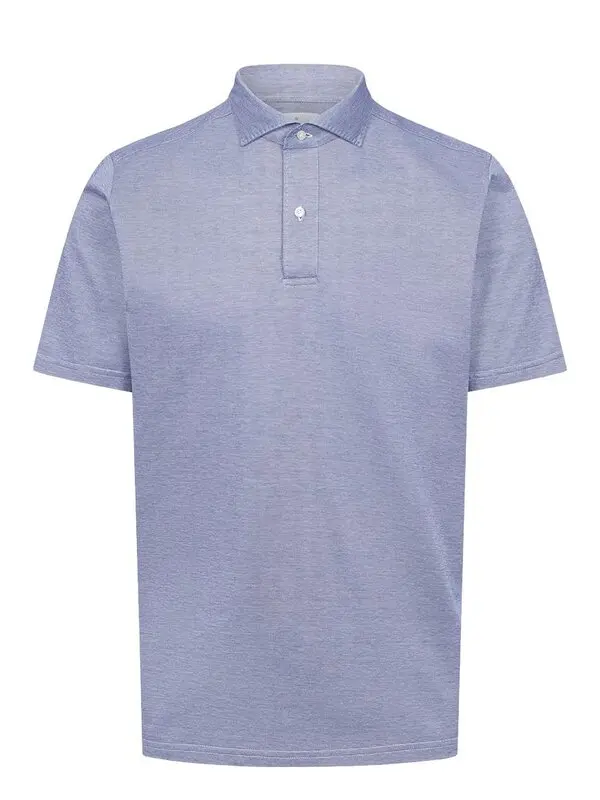 EMANUEL BERG Jacquard Texture Polo - Medium Blue