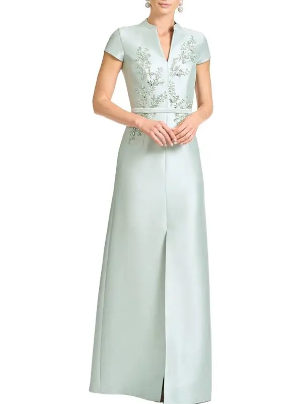 Sachin & Babi Charlotte Beaded Embroidery Gown - Celadon