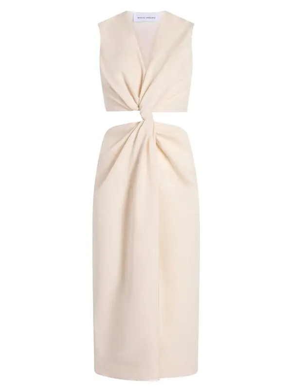 Marina Moscone Cotton Twist Midi Dress - Ivory