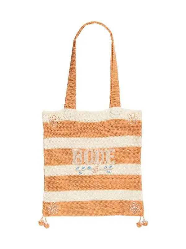 BODE Beaded Crochet Tote - Cream Orange
