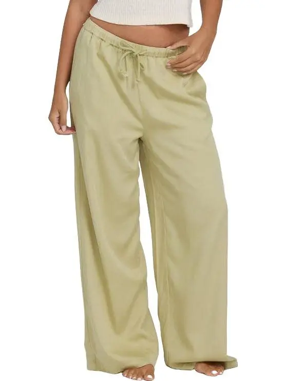 BILLABONG Drawstring Wide Leg Pants - Cactus
