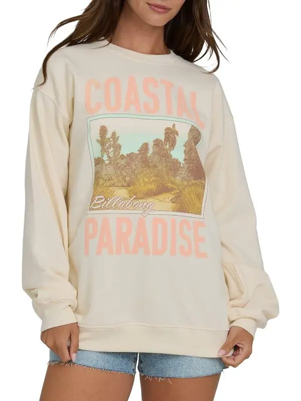 BILLABONG Coastal Paradise Graphic Fleece Sweatshirt - White Cap
