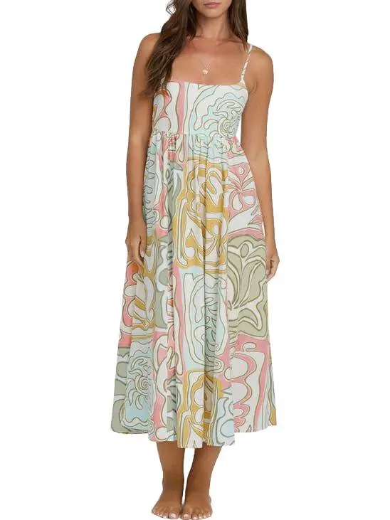 BILLABONG Island Life Cotton & Linen Midi Sundress - Clearwater