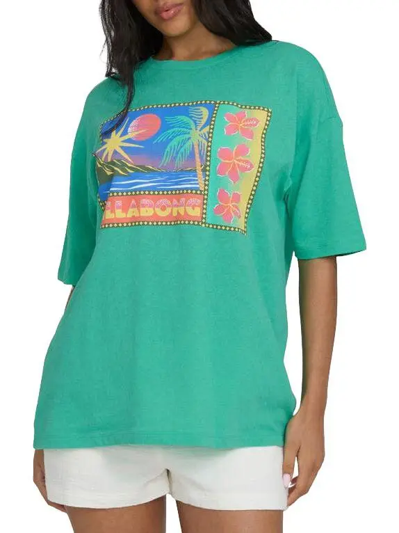 BILLABONG Summer Heat Cotton Graphic T-shirt - Green Tropics