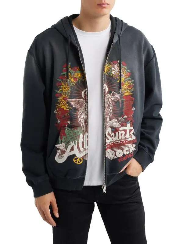 ALLSAINTS Roque International Hoodie - Washed Black