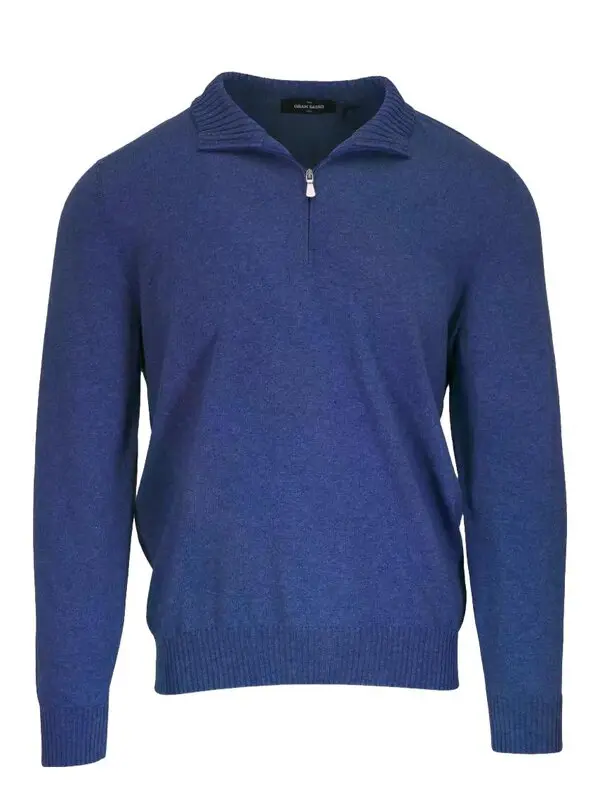 GRAN SASSO Quarter-zip Knit Sweater - Blue