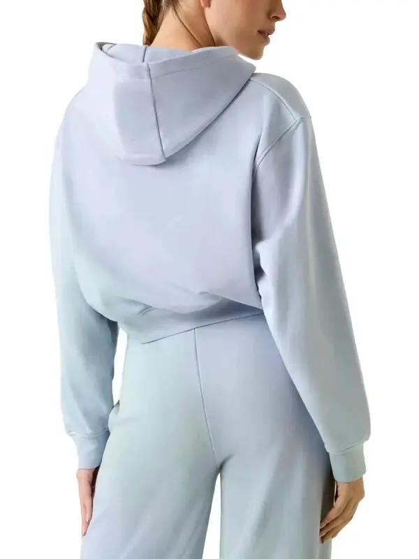 Guess Logo-embroidered Cropped Hoodie - Blue