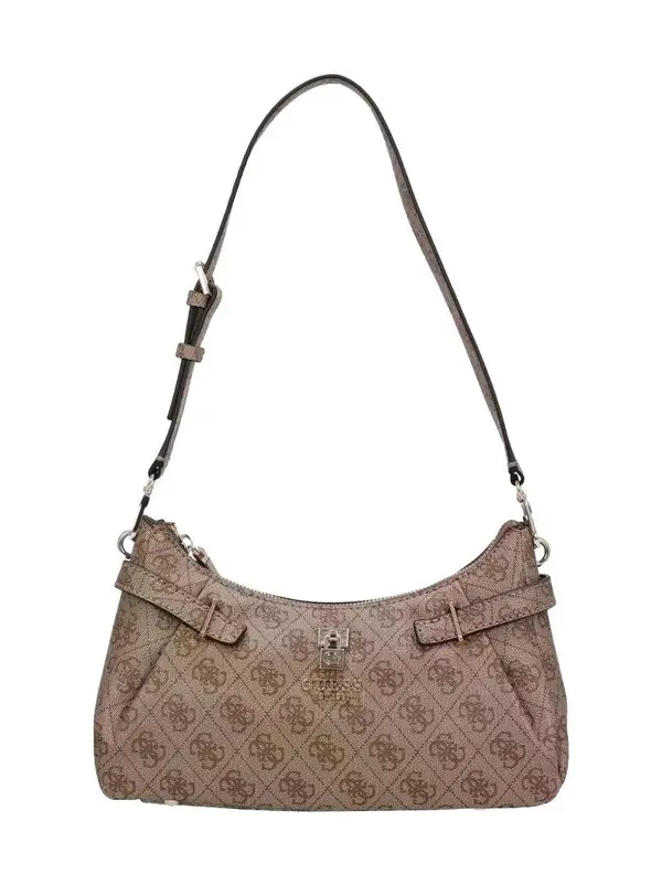 Guess Logo-pattern Shoulder Bag With Padlock Detail - Neutrals