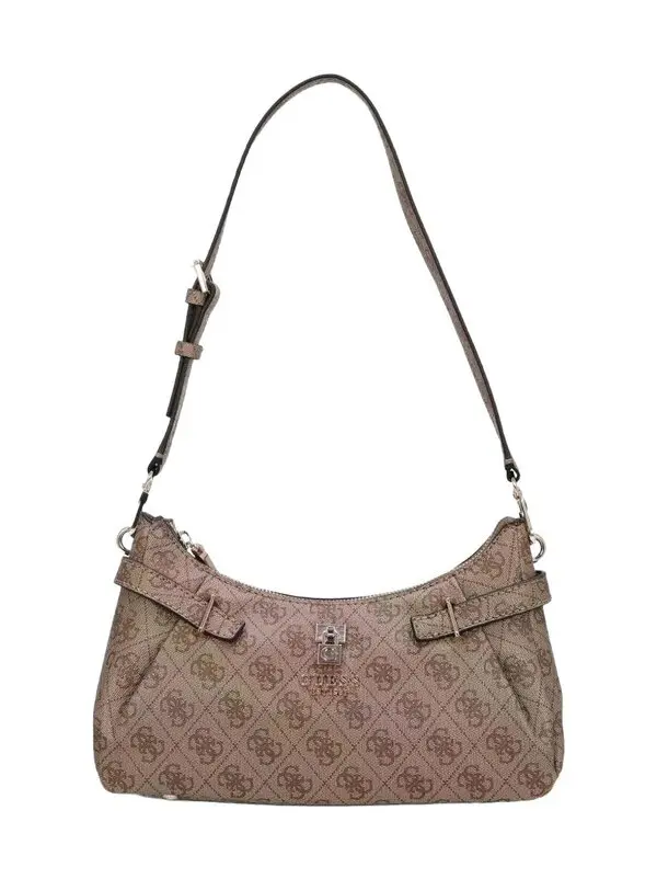 Guess Logo-pattern Shoulder Bag With Padlock Detail - Neutrals