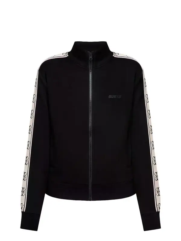 Guess Logo-tape Zip-up Sweatshirt - Black
