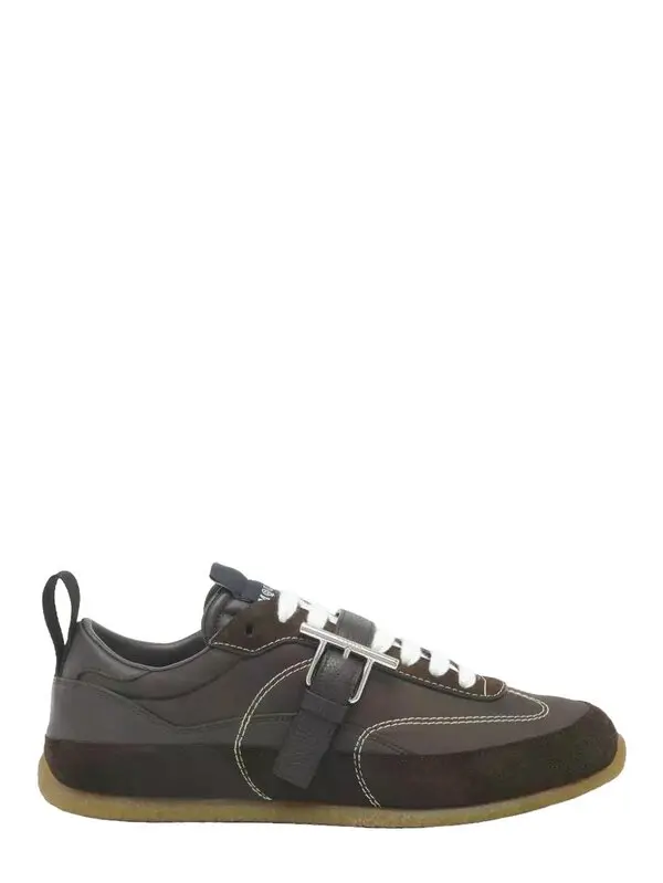 Alexander McQueen T-bar Buckle Strap Panelled Sneakers - Brown