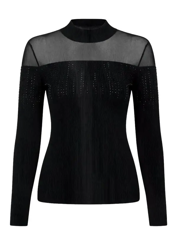 Guess Eco Jeena Strass-embellished Panelled Sweater - Black