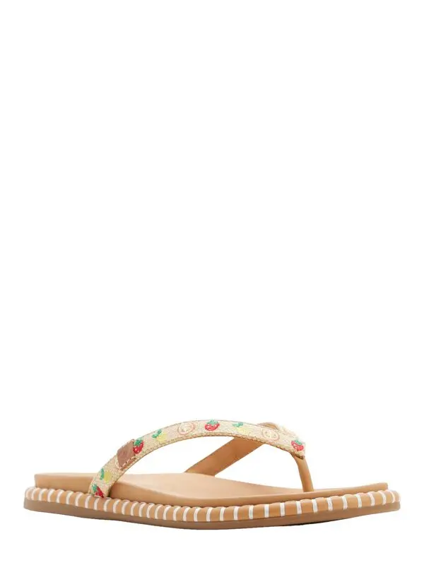 Sperry Isla Embroidered Flip Flop - Beige Assorted