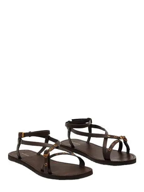 ALLSAINTS Tyla Eyelet Ankle Strap Sandal - Dark Brown