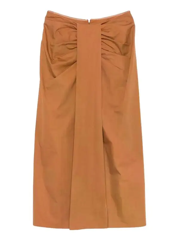 MERCI Gathered Midi Skirt - Brown