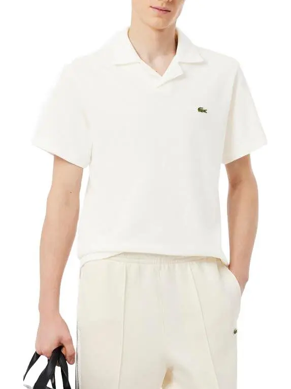 Lacoste Johnny Collar Cotton & Linen Piqué Polo - Flour