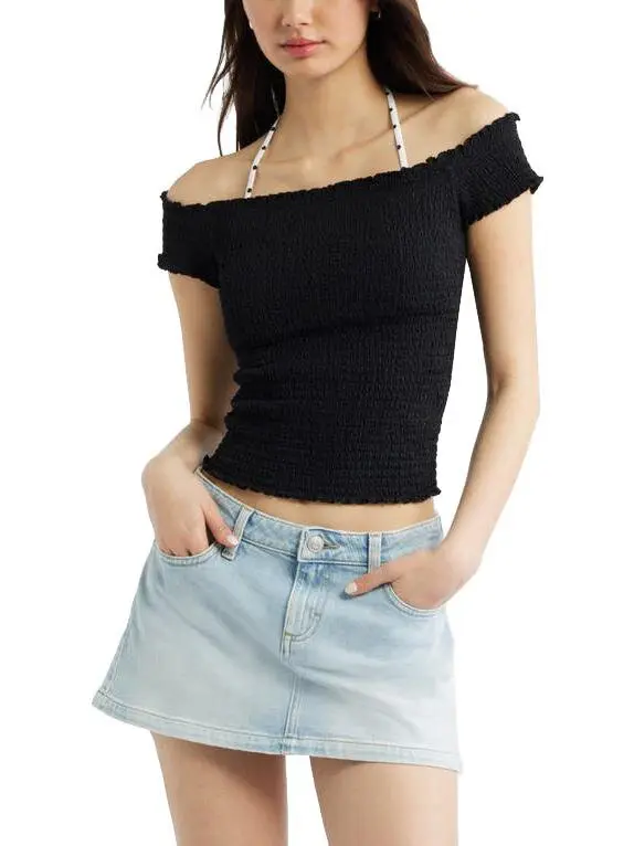 Bp. Off-the-shoulder Smocked Top - Black