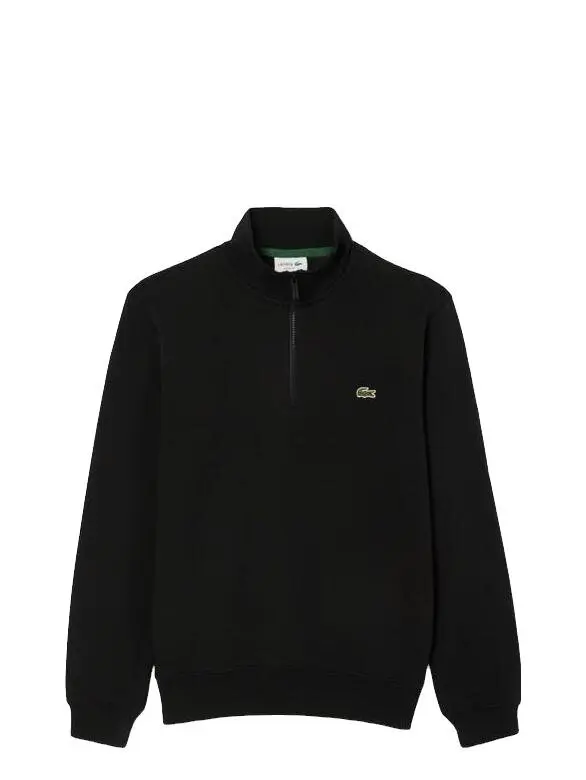 Lacoste Cotton Fleece Half Zip Pullover - Black