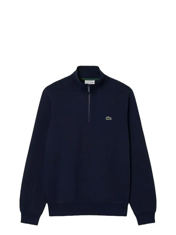 Lacoste Cotton Fleece Half Zip Pullover - Navy Blue