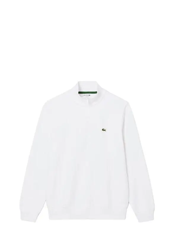 Lacoste Cotton Fleece Half Zip Pullover - White