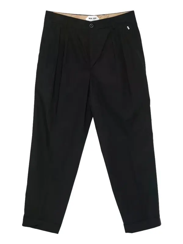 NEW YORK RESIDENT Pleated Turned-up Trousers - Black