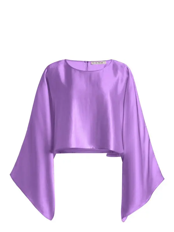 THIRD FORM Threshold Satin Top With Cape Effect Sleeves - Purple