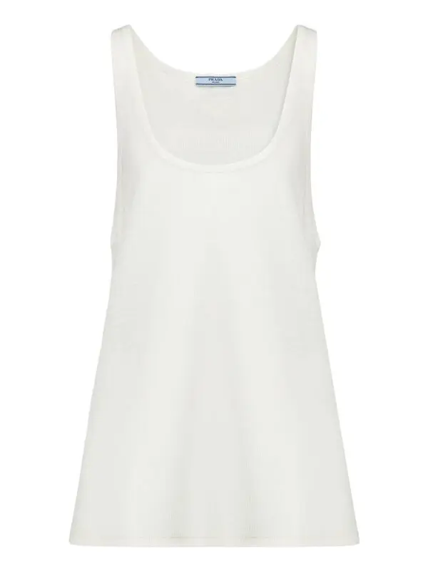 Prada Ribbed Knit Tank Top - White