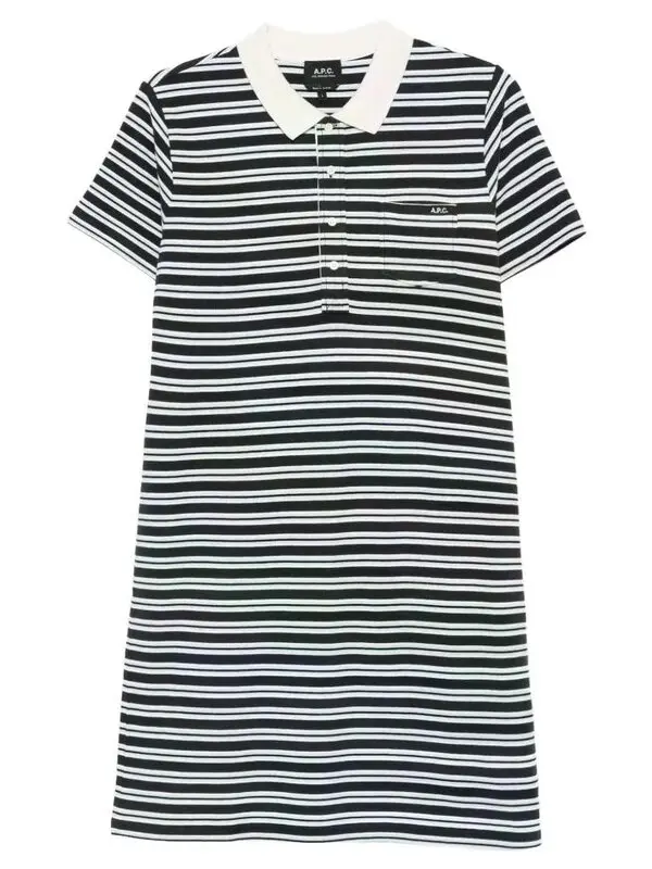 A.p.c. Striped Polo Mini Dress - Blue
