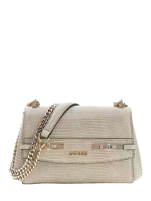 Guess Melinda Lizard-effect Chain Satchel - Neutrals