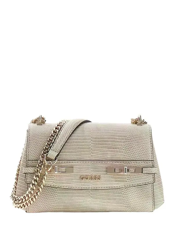 Guess Melinda Lizard-effect Chain Satchel - Neutrals